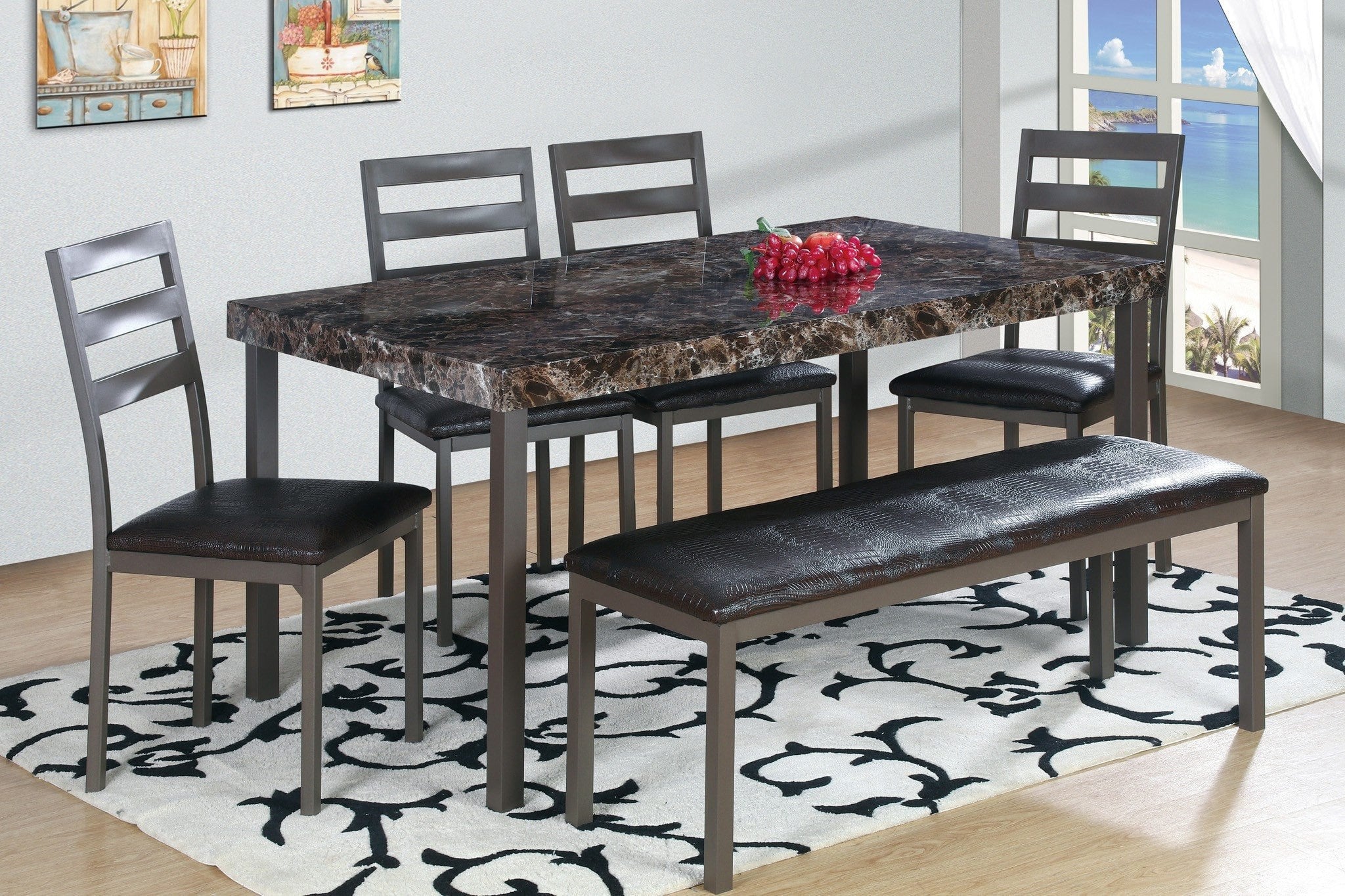 Dining Table w/ Bench Set; 6 PCS. SET – ATL FURNITURE