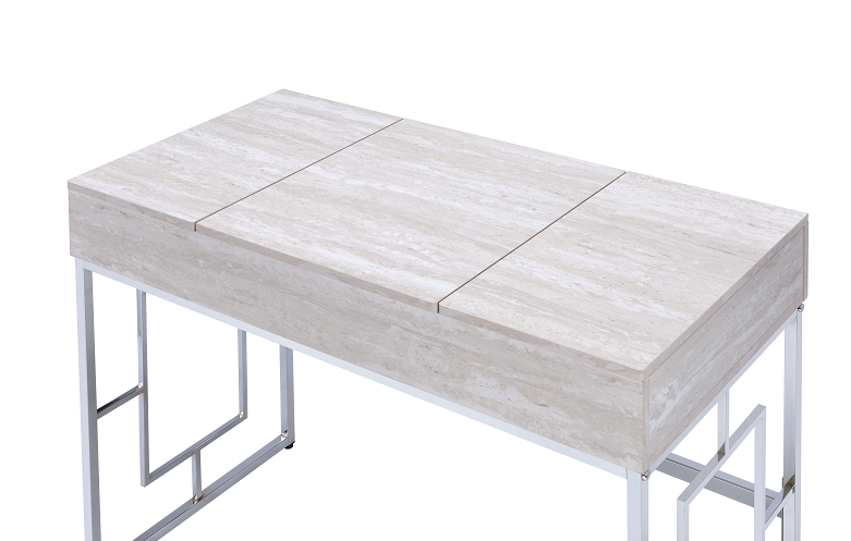 Saffron Natural & Chrome Vanity Desk – ATL FURNITURE